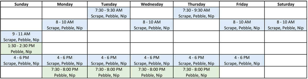 League Ice Maintenance Calendar - TSA Curling Club